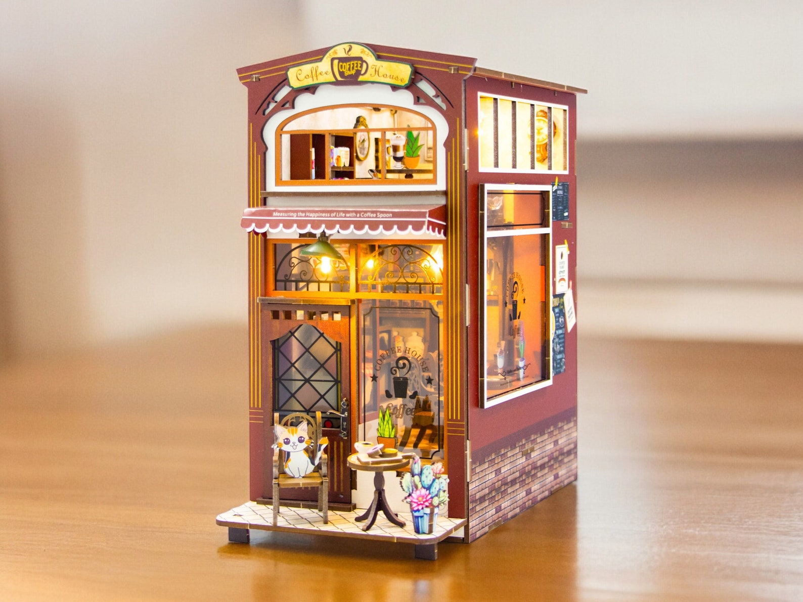 DIY Miniature Cat Cafe Book Nook Kit: Kitten Coffee Shop Dollhouse - Etsy