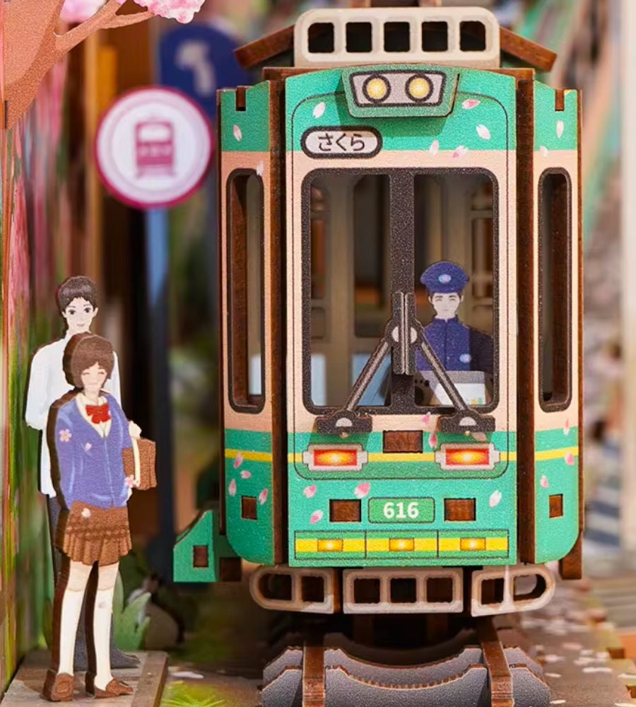 DIY Cherry Blossom Train Station Miniature Kit, Japanese Sakura Book ...