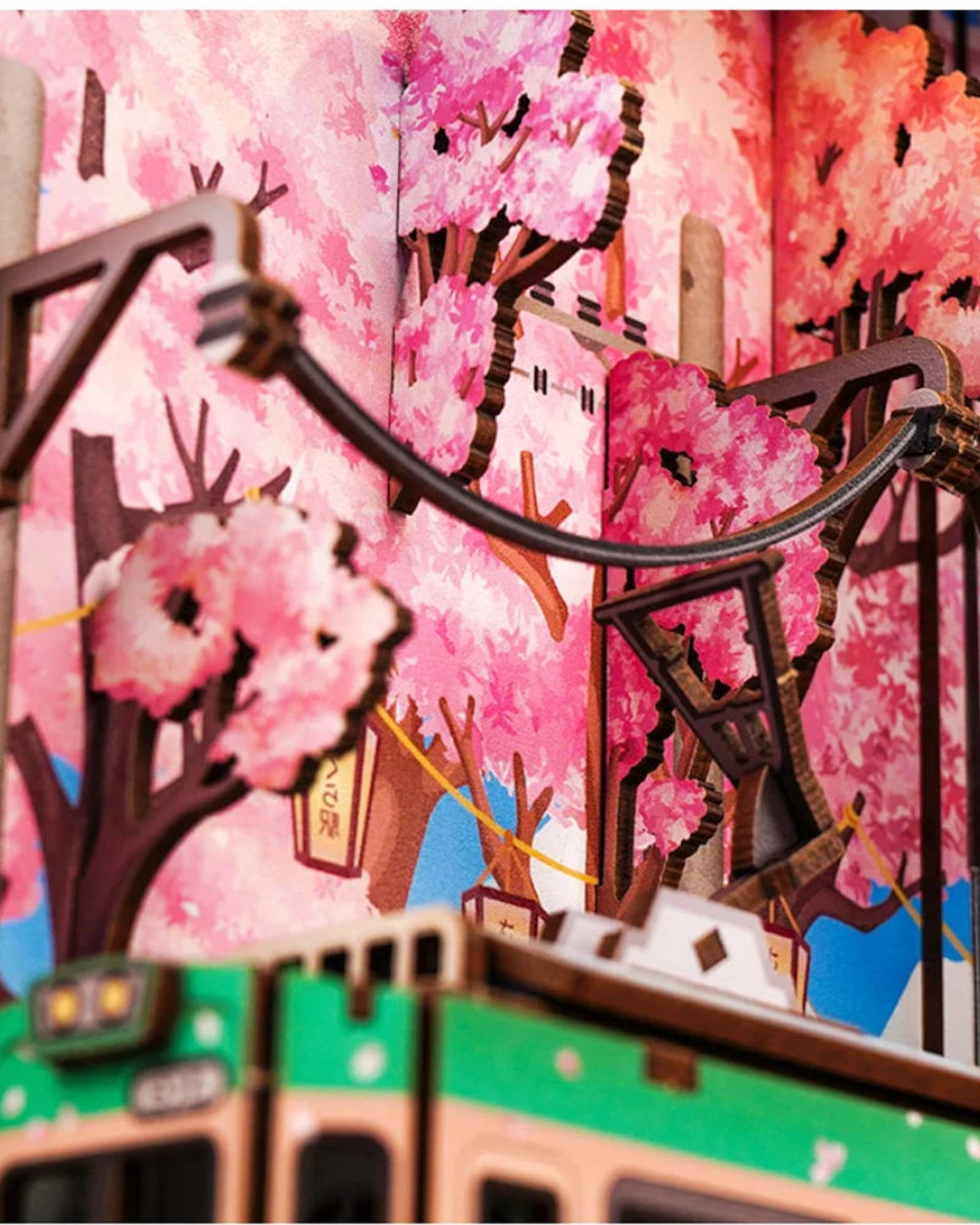 DIY Cherry Blossom Train Station Miniature Kit, Japanese Sakura Book ...