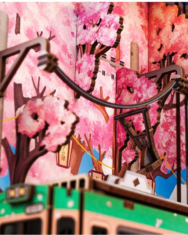 DIY Cherry Blossom Train Station Miniature Kit, Japanese Sakura Book ...