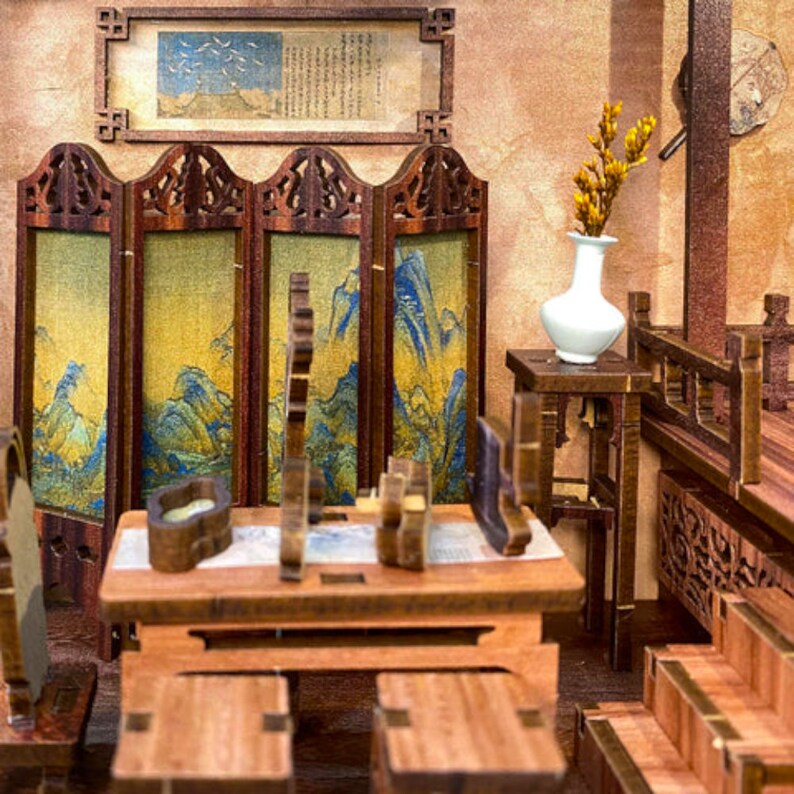 DIY Japanese Tea House Miniature Kit, DIY Book Nook Kit With LED Lights ...