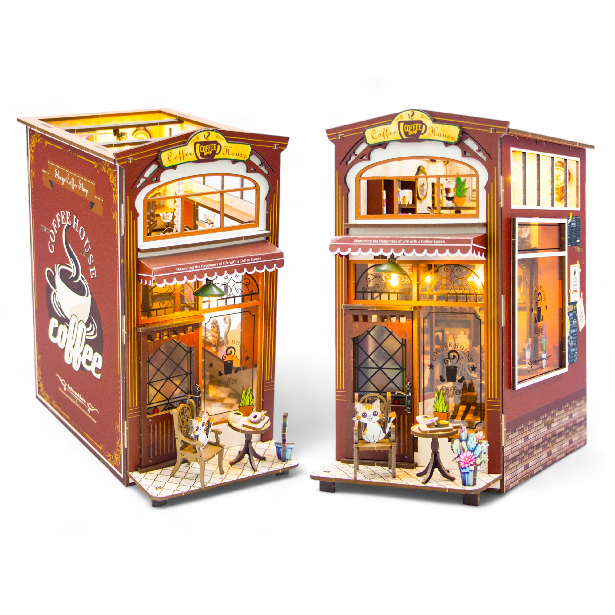 DIY Cat Coffee Shop Miniature Kit, DIY Book Nook Kit, Coffee Shop ...