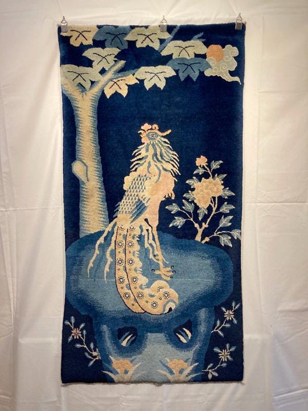 Handmade Antique Vintage Pao-tao Pictoral Rug, Wall-hanging, Tribal ...