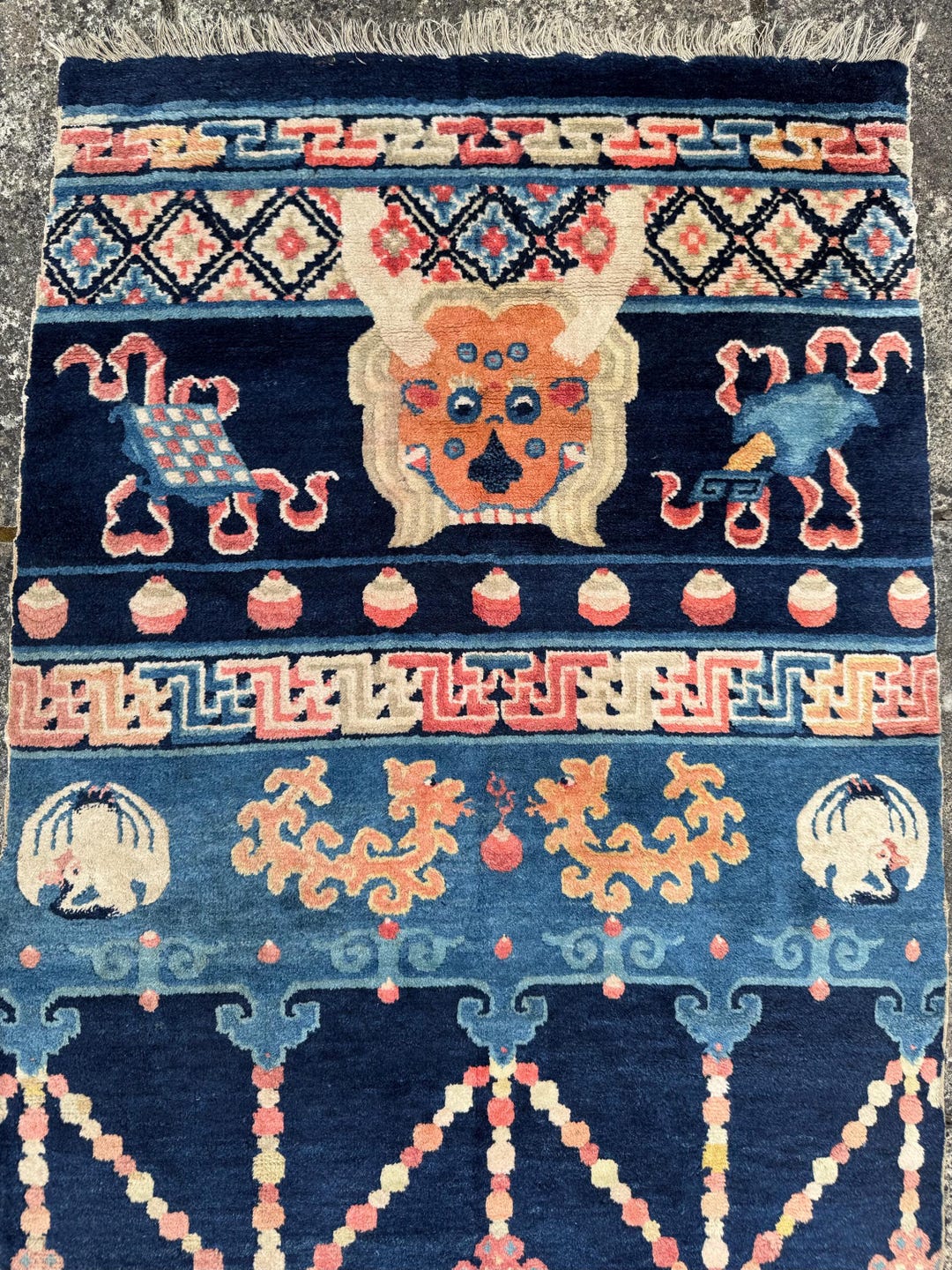 Antique Mongolian Prestigious Pillar Rug, Graphic Hanging Wall Art (206 ...