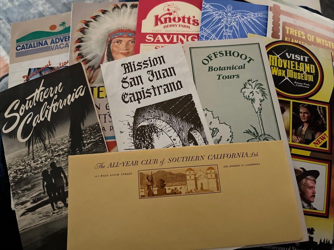 Lot California Brochures Menu Aerospace Trees Mystery San Juan Catalina ...