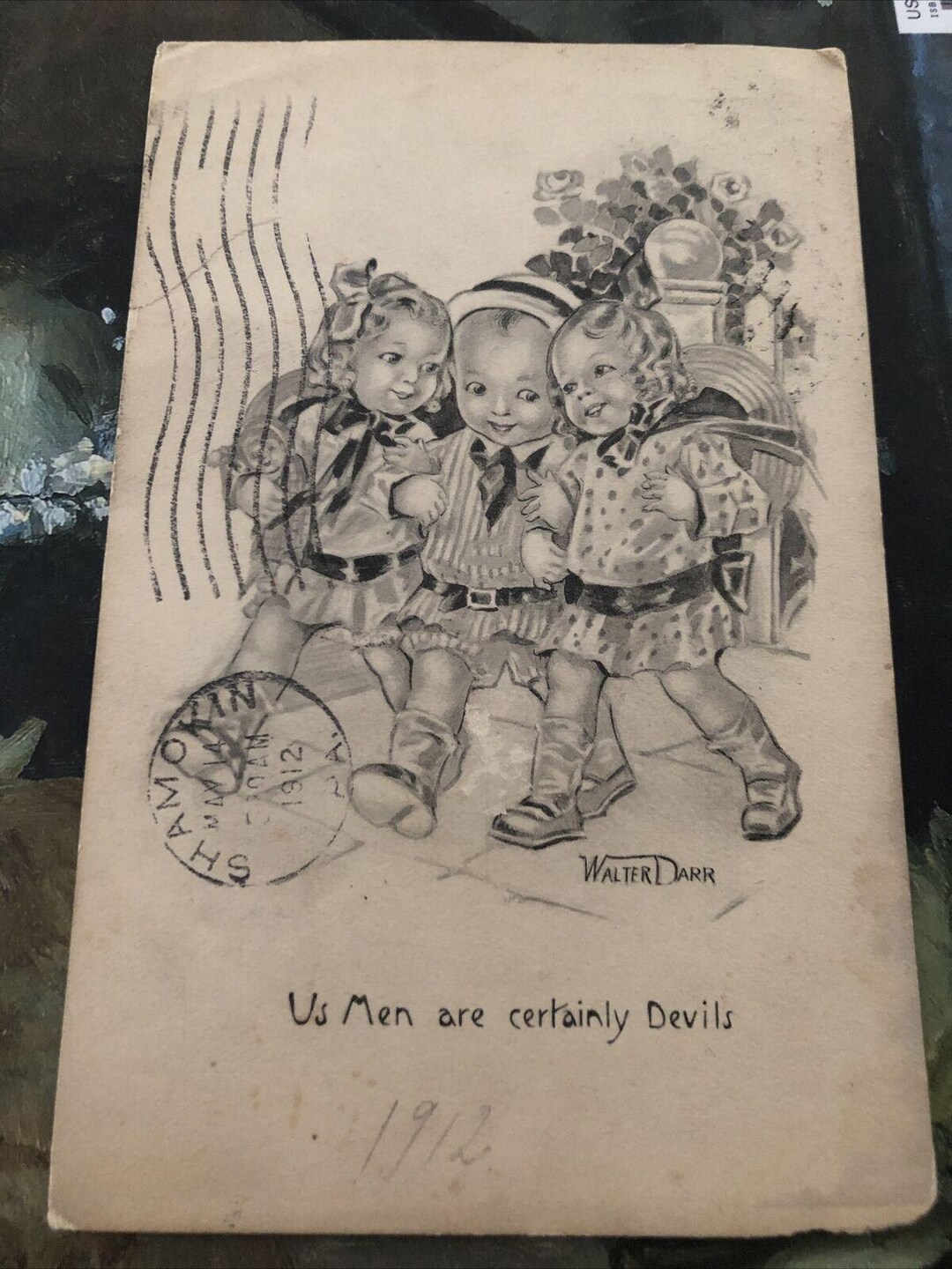 1912 Walter Darr Postcard Men Are Devils Green One Cent Benjamin ...