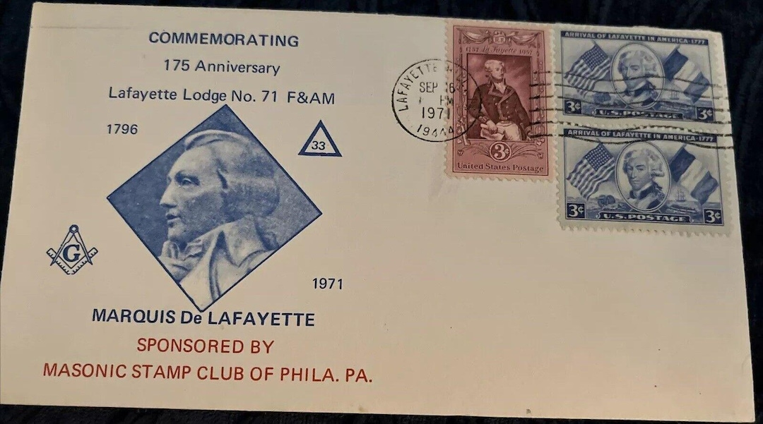 175 Th Anniversary Masonic Lodge Lafayette Envelope Stamps 1971 - Etsy