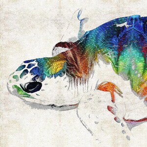 Colorful Sea Turtle Animal Art PRINT From Painting Coastal Red Primary ...
