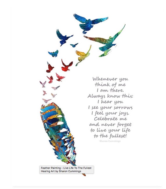 Native American Condolences Quotes Colorful Feather Art PRINT Native