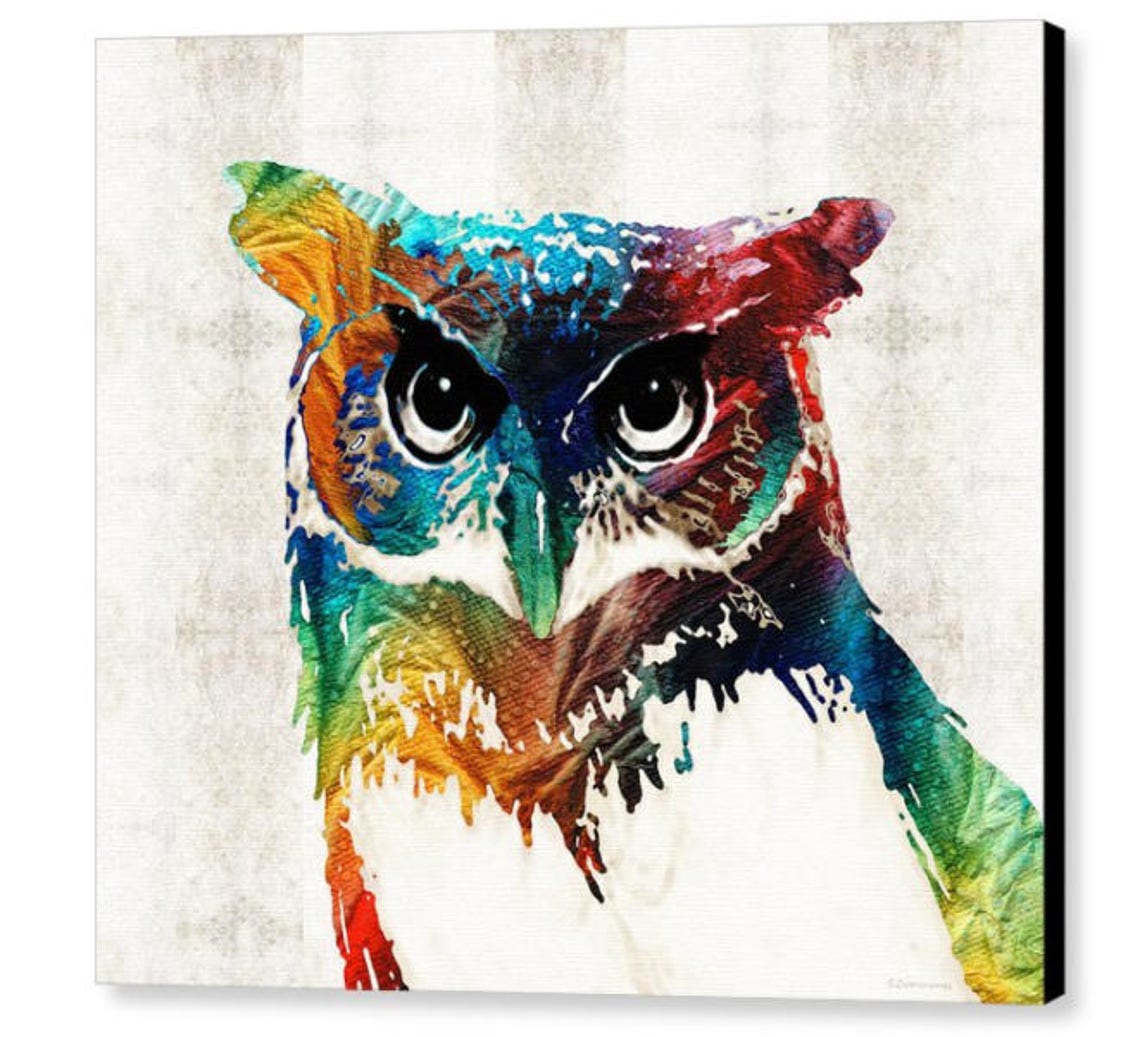 Owl Art PRINT From Painting Cute Bird Colorful Fun Happy - Etsy
