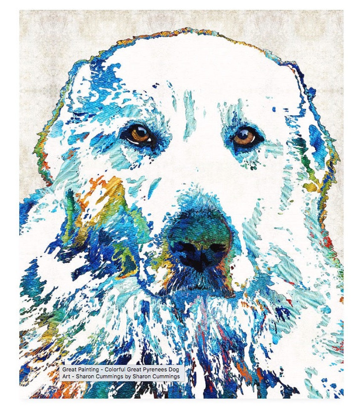Colorful Great Pyrenees Dog Art PRINT From Painting Pets Dogs Animals ...