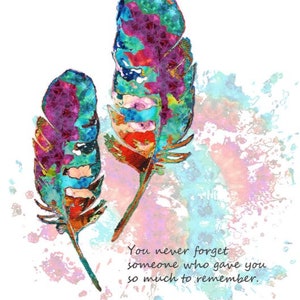 Colorful Feather Art PRINT Native American Condolence Primary - Etsy