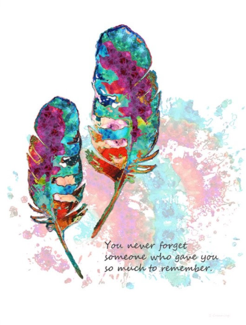 Colorful Feather Art PRINT Native American Condolence Primary - Etsy