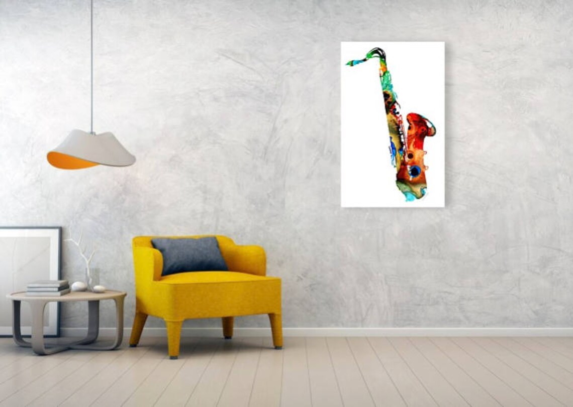 Saxophone Music Art PRINT From Painting Colorful Musical Jazz Band Rock ...