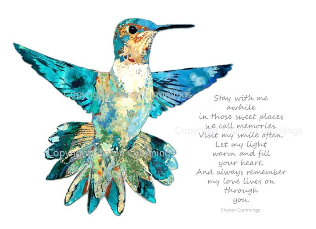 Colorful Hummingbird Art Grief Comforting PRINT Nature Tropical Birds ...