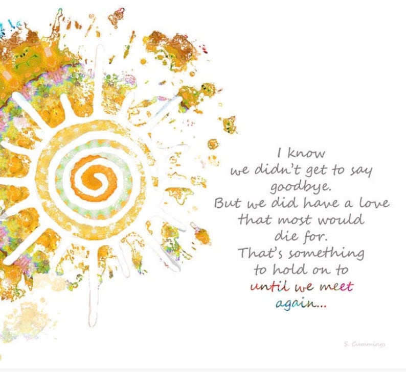Colorful Sun Symbol Art Grief Comforting PRINT Loss of A Loved One ...