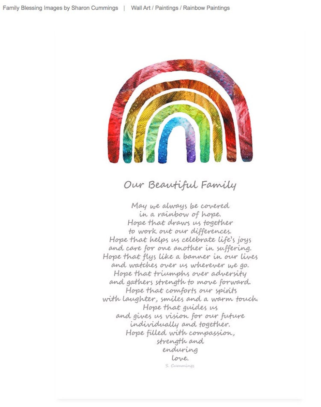 Colorful Rainbow Family Art Inspirational Love Quote Poem Blessing ...
