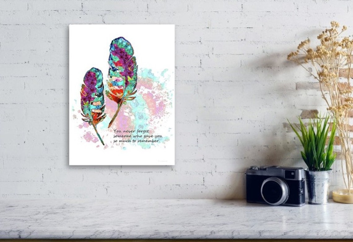 Colorful Feather Art PRINT Native American Condolence Primary - Etsy