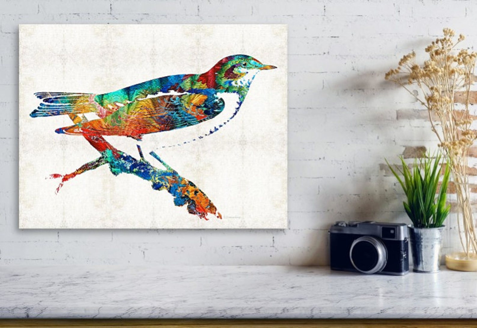 Colorful Bird Art PRINT From Painting Birds Song Wings Primary | Etsy