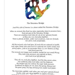 Dog Art Rainbow Bridge Tribute Pets Paws Colorful Memorial Never ...