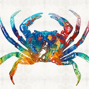 Colorful Crab Art PRINT Beach Ocean Sea Tropical Decor Beachy Home ...