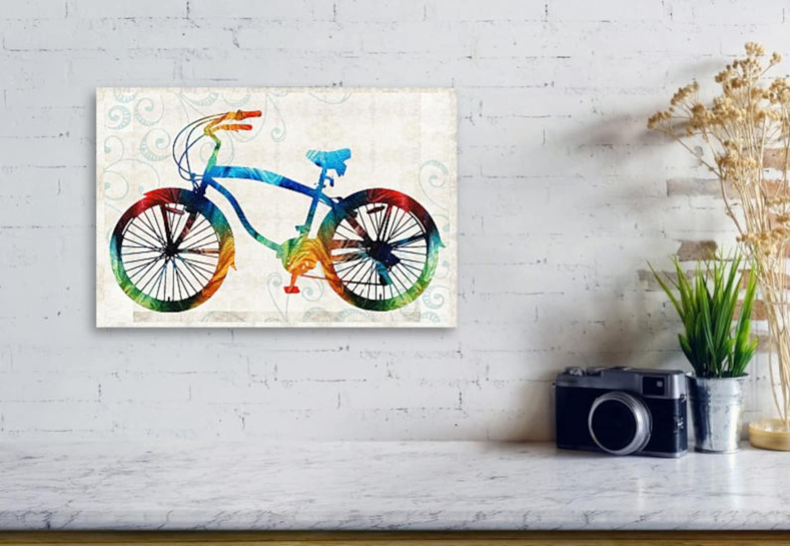 Bike Art PRINT From Painting Bicycle Cycle Primary Colors - Etsy