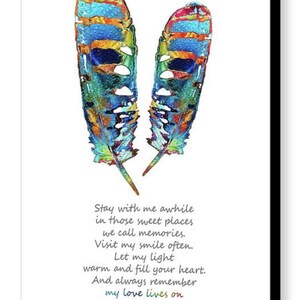 Colorful Feather Art PRINT Native American Condolences CANVAS Missing ...