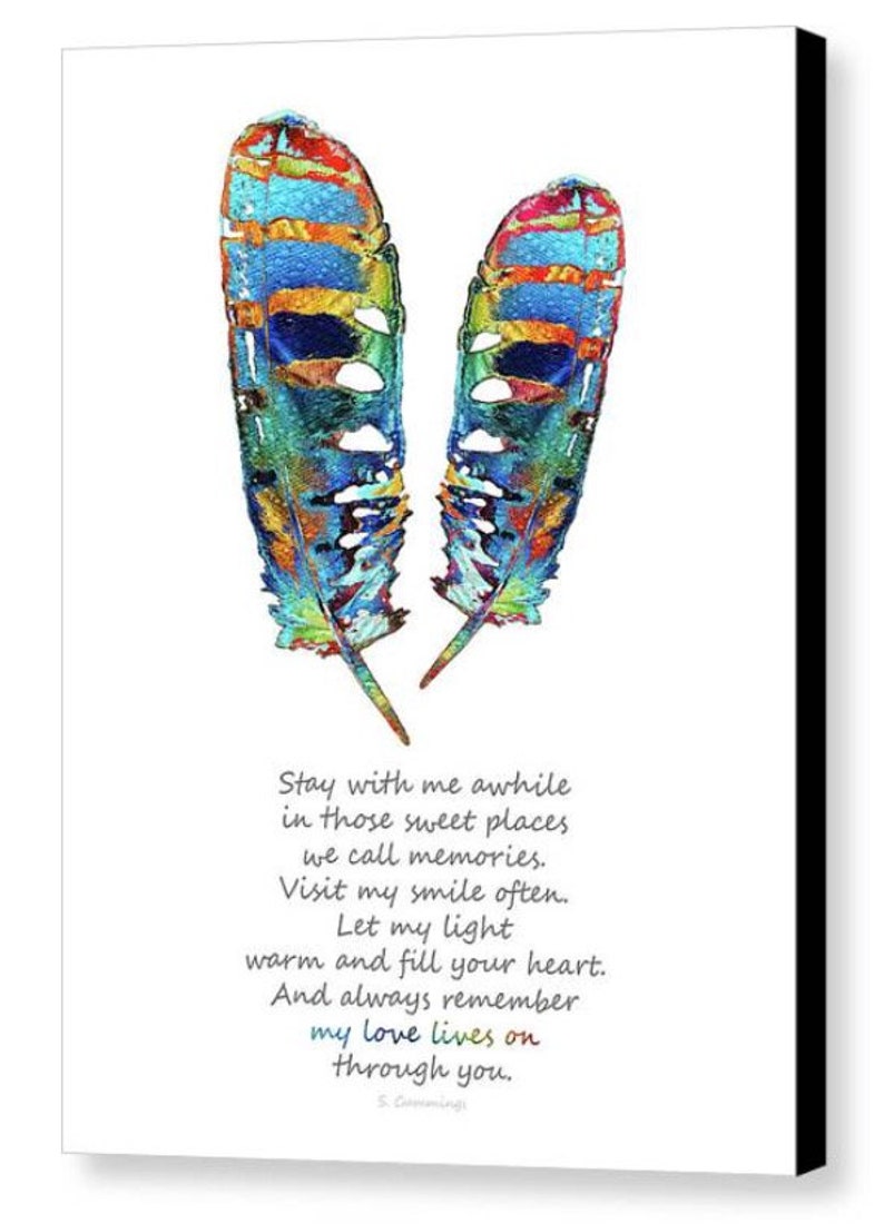 Colorful Feather Art PRINT Native American Condolences CANVAS Missing ...
