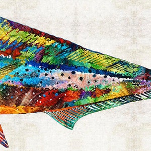 Dolphin Fish Art Print From Painting Colorful Deep Sea Fishing Angler ...
