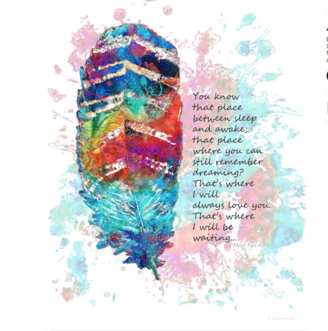 Colorful Feather Art PRINT Native American Condolences Primary Colors ...