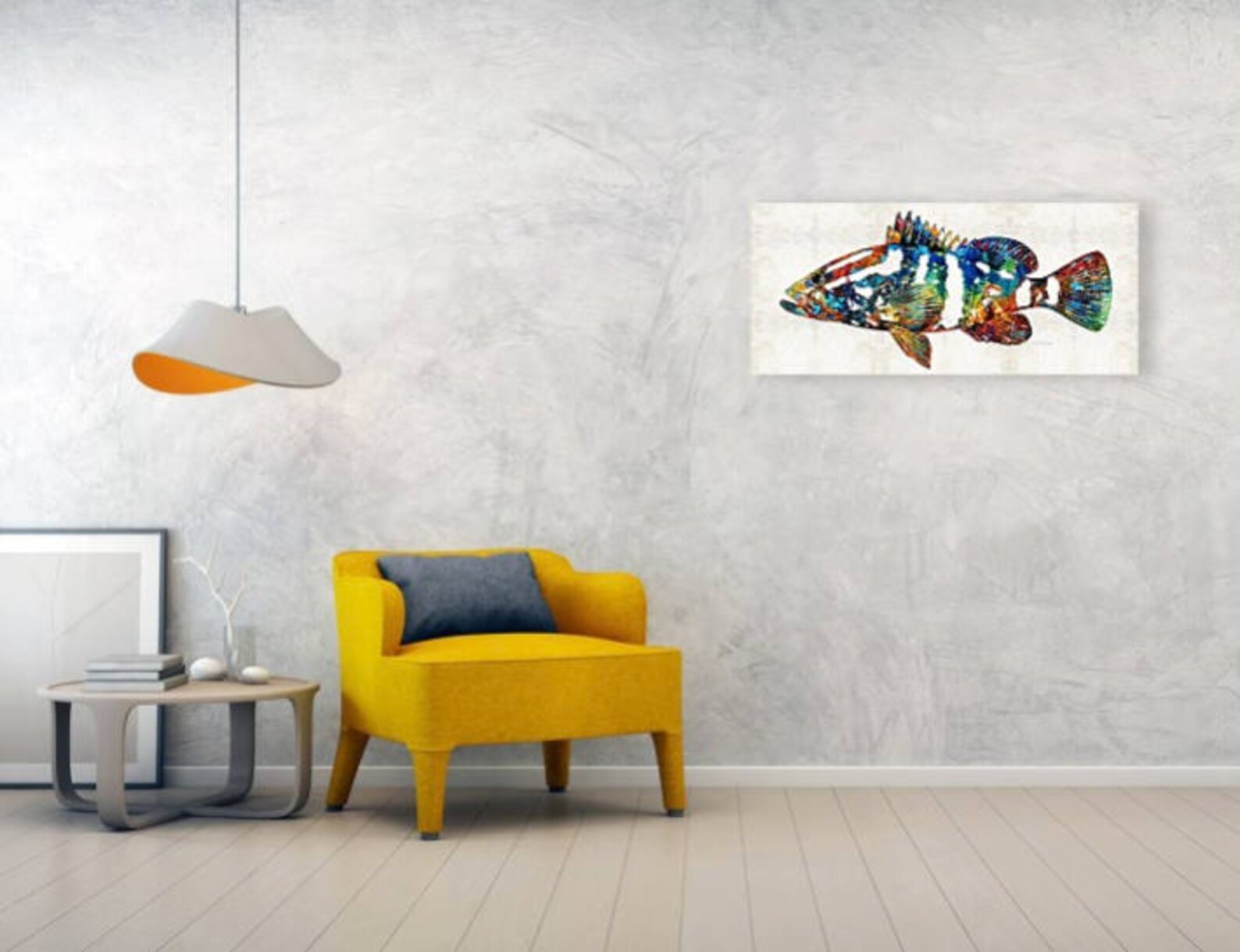 Grouper Fish Art Print From Painting Colorful Deep Sea Fishing Angler ...