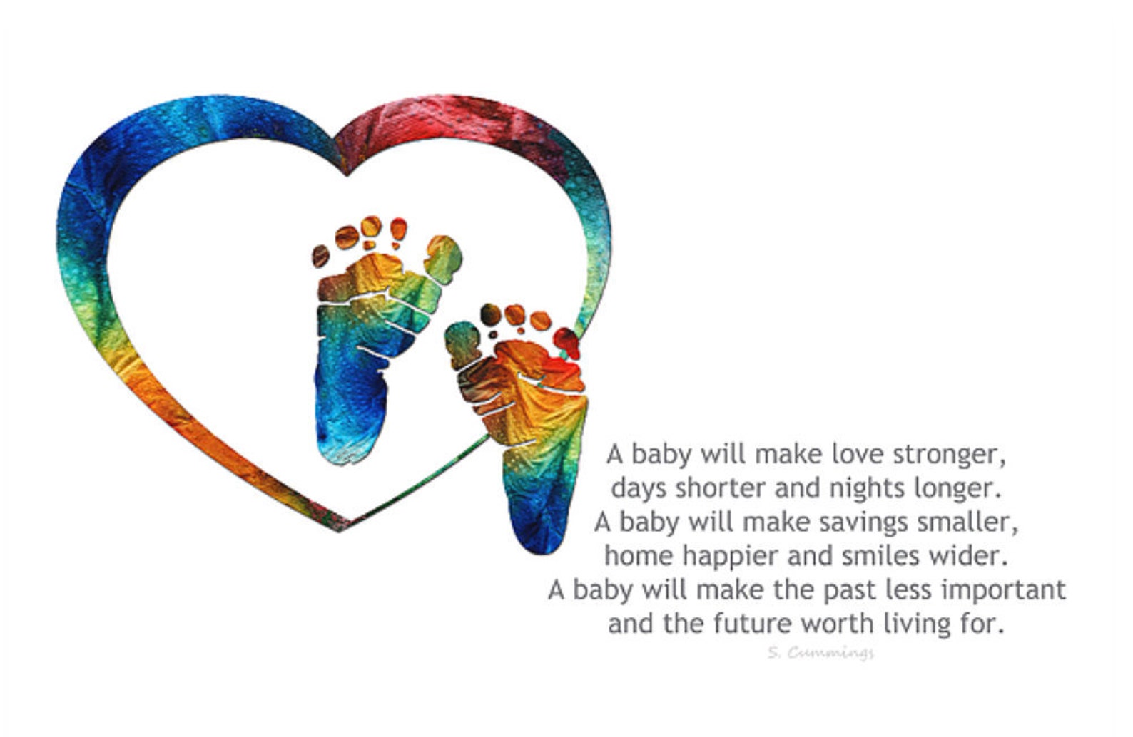 Colorful Baby Feet Family Art Love Toes Poem Prayer Loving New | Etsy