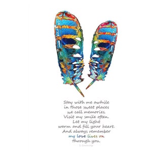 Colorful Feather Art PRINT Native American Condolences CANVAS Missing ...