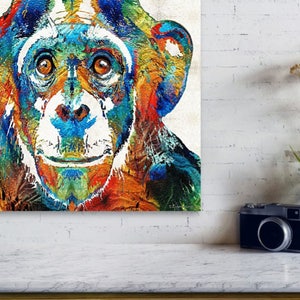Chimp Art PRINT Colorful Animal Rainbow Zoo Primary Color Funny Freaky ...