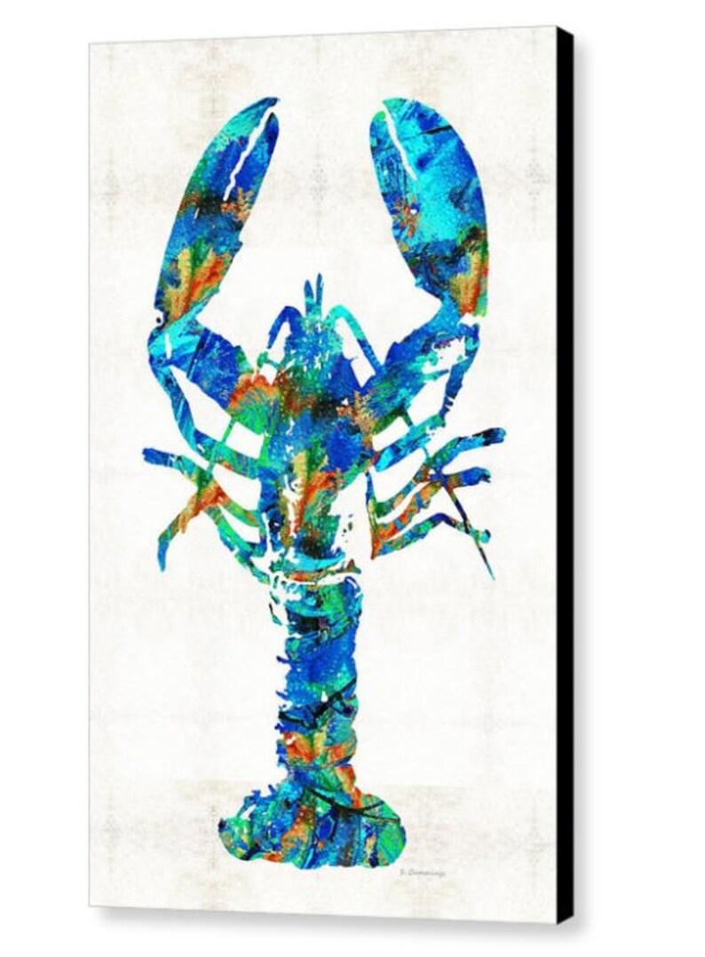 Colorful Lobster Art Print Painting Maine Seafood Beach House - Etsy