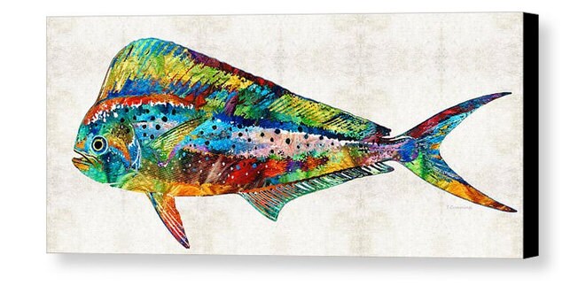 Dolphin Fish Art Print From Painting Colorful Deep Sea Fishing | Etsy