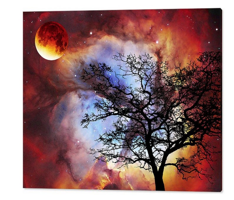 Nightscape Moon Sky Art Abstract PRINT From Painting Modern - Etsy