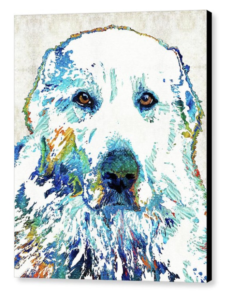 Colorful Great Pyrenees Dog Art PRINT From Painting Pets Dogs - Etsy