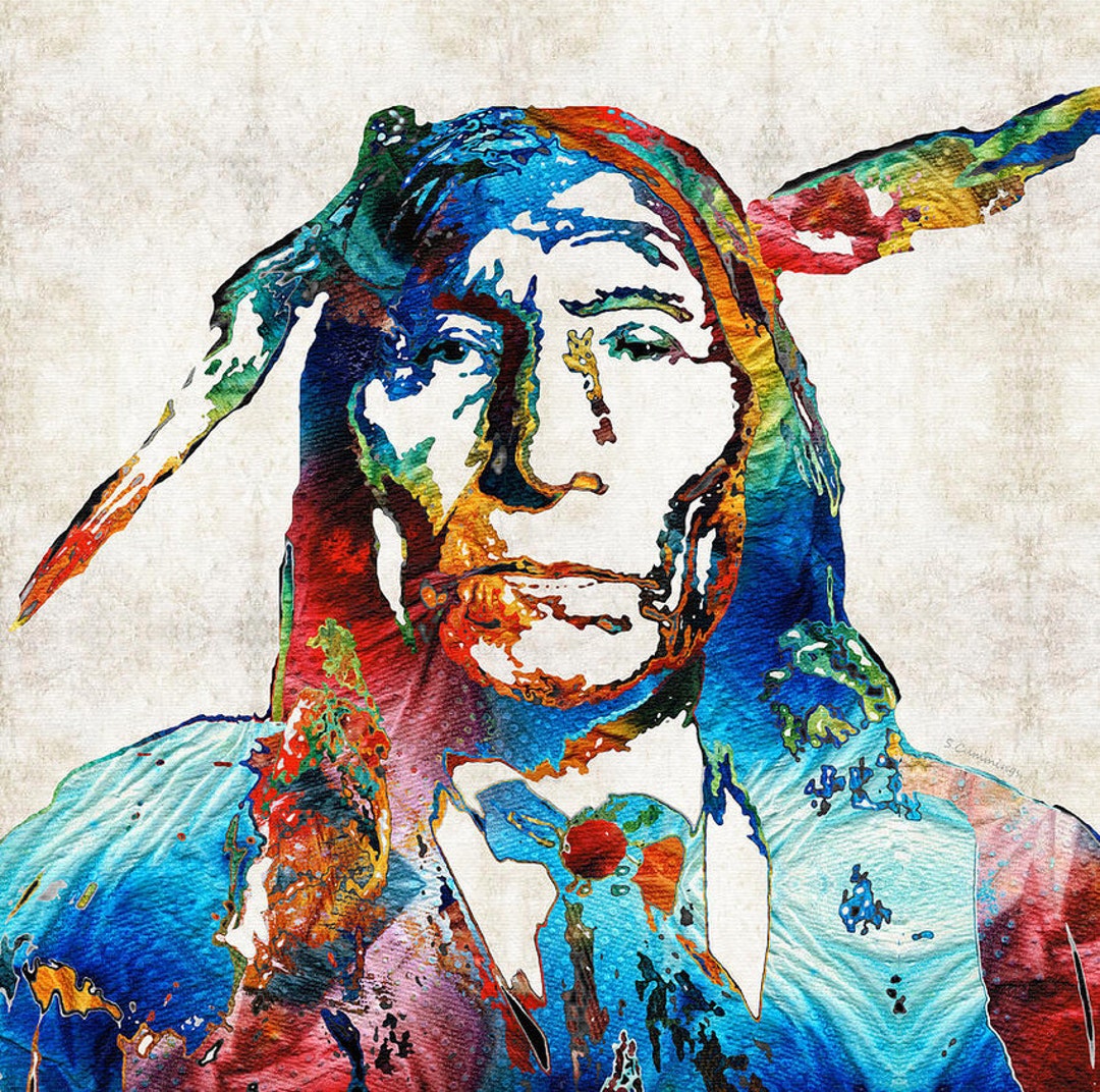 Colorful Native American Indian Art PRINT From Painting Primary Colors ...