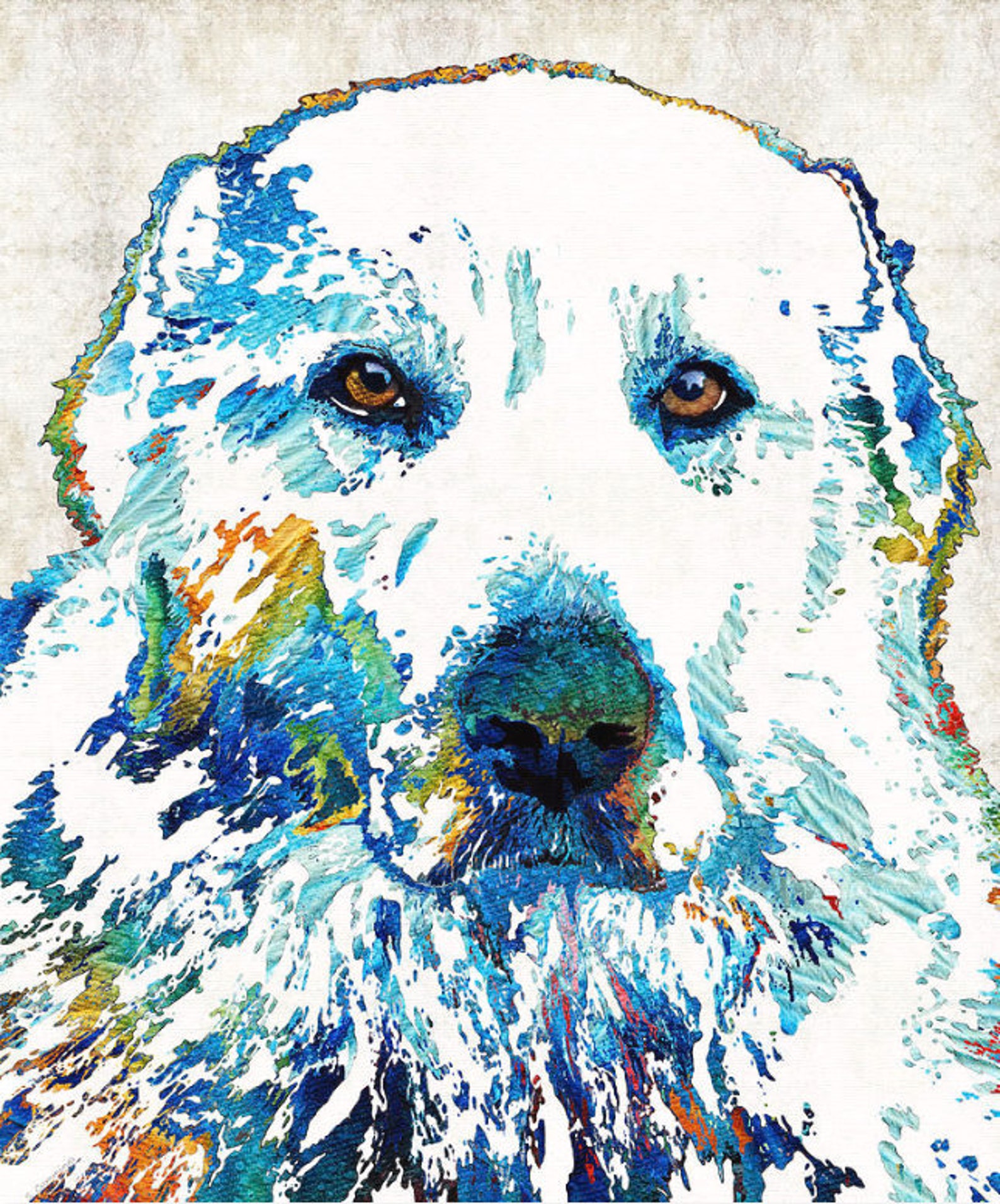 Colorful Great Pyrenees Dog Art PRINT From Painting Pets Dogs - Etsy