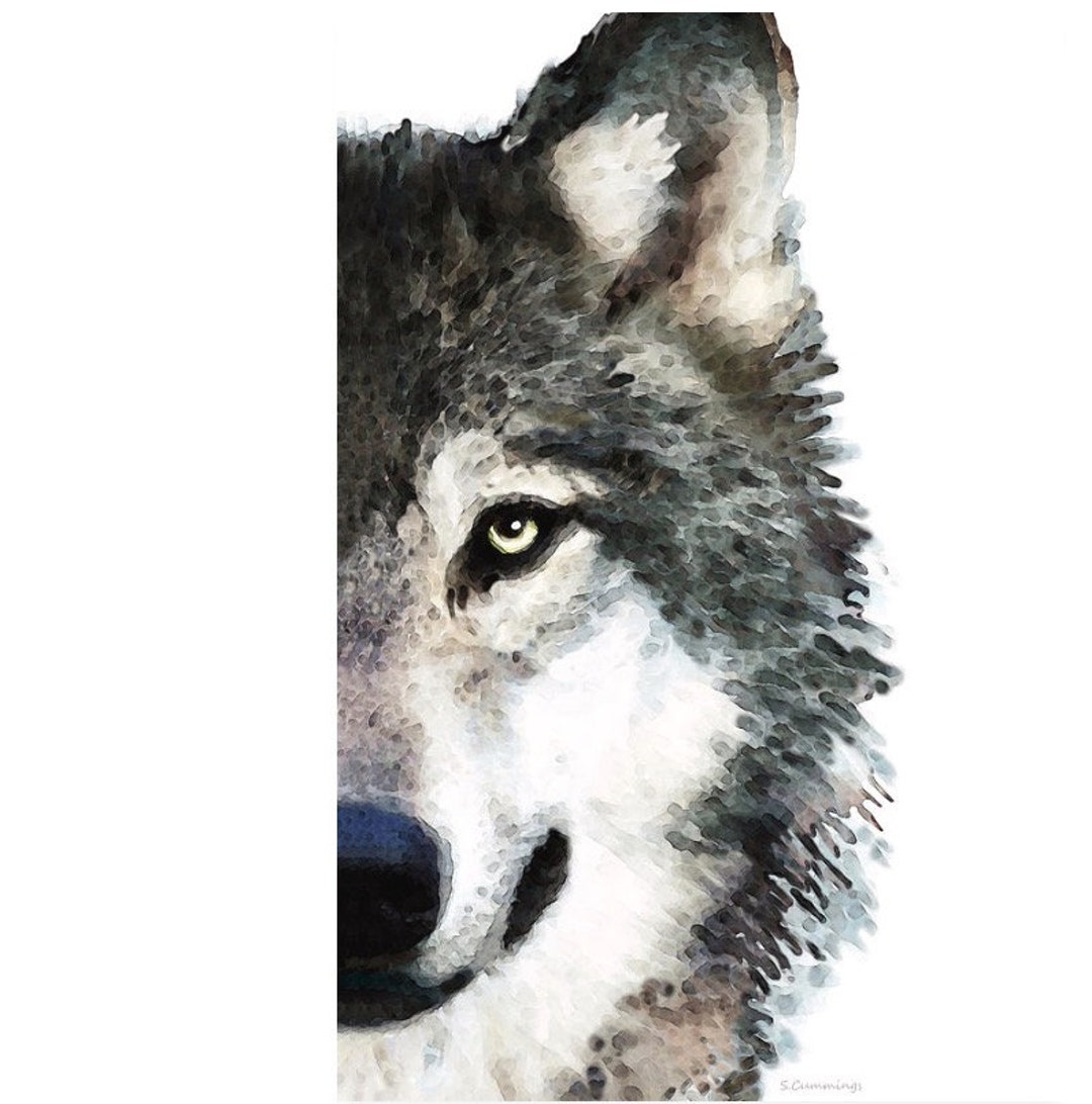 Wolf Art Print From Painting Wolves Timber Woods Gray Brown Animals ...
