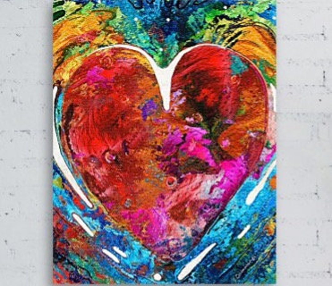 Romantic Heart Art PRINT Hearts Everlasting Love Colorful Red Blue Gift ...