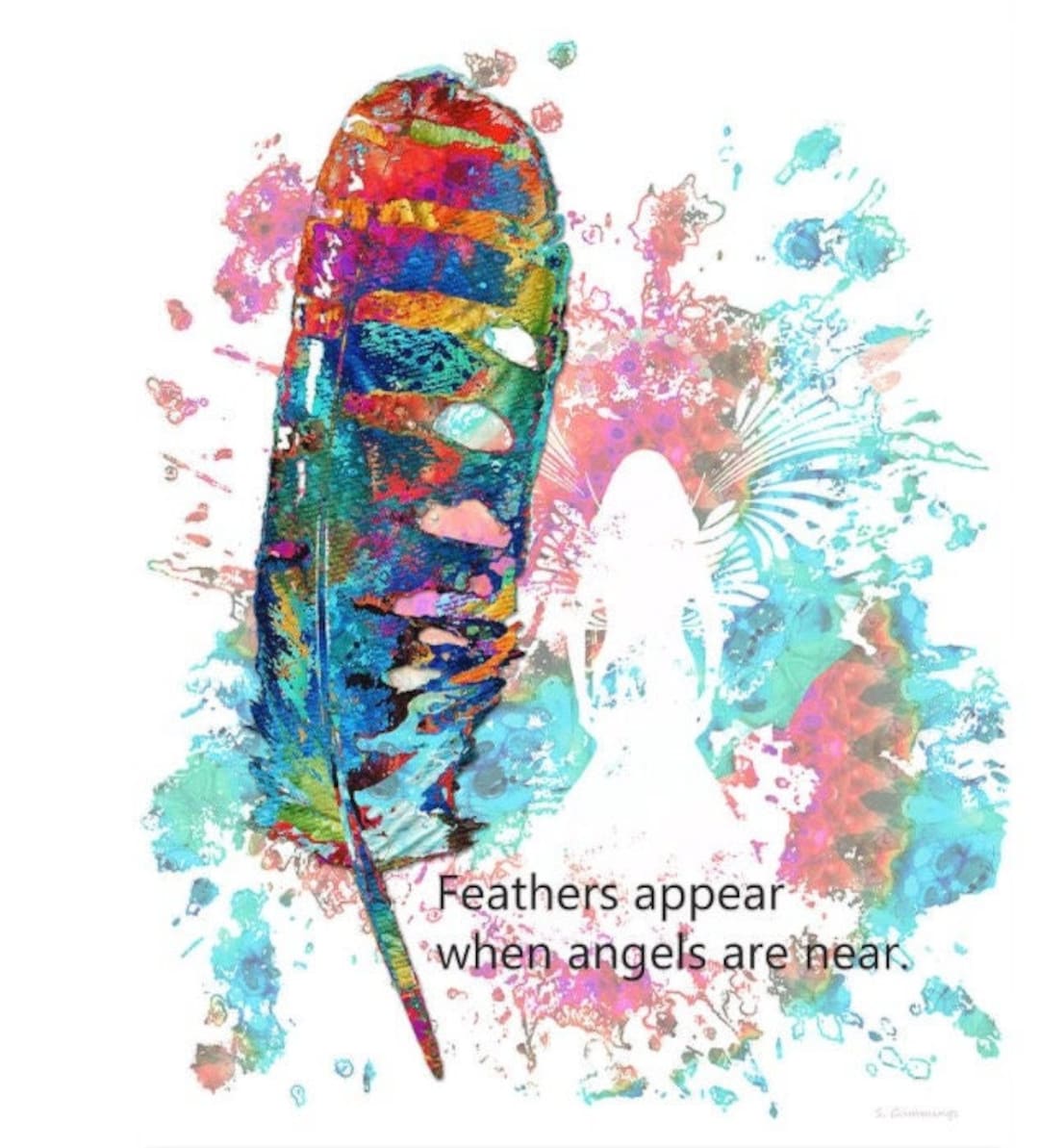 Colorful Feather Art PRINT Native American Angels Primary Colors CANVAS ...
