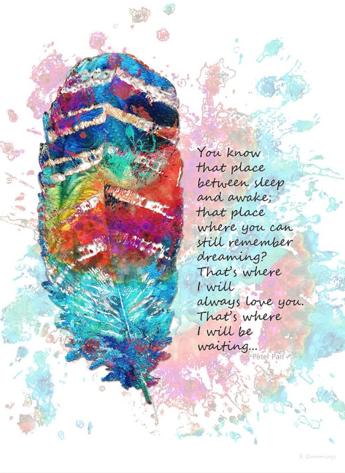 Colorful Feather Art PRINT Native American Condolences Primary - Etsy