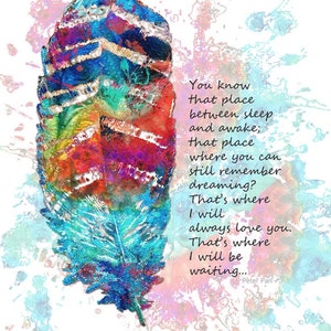 Colorful Feather Art PRINT Native American Condolences Primary Colors ...