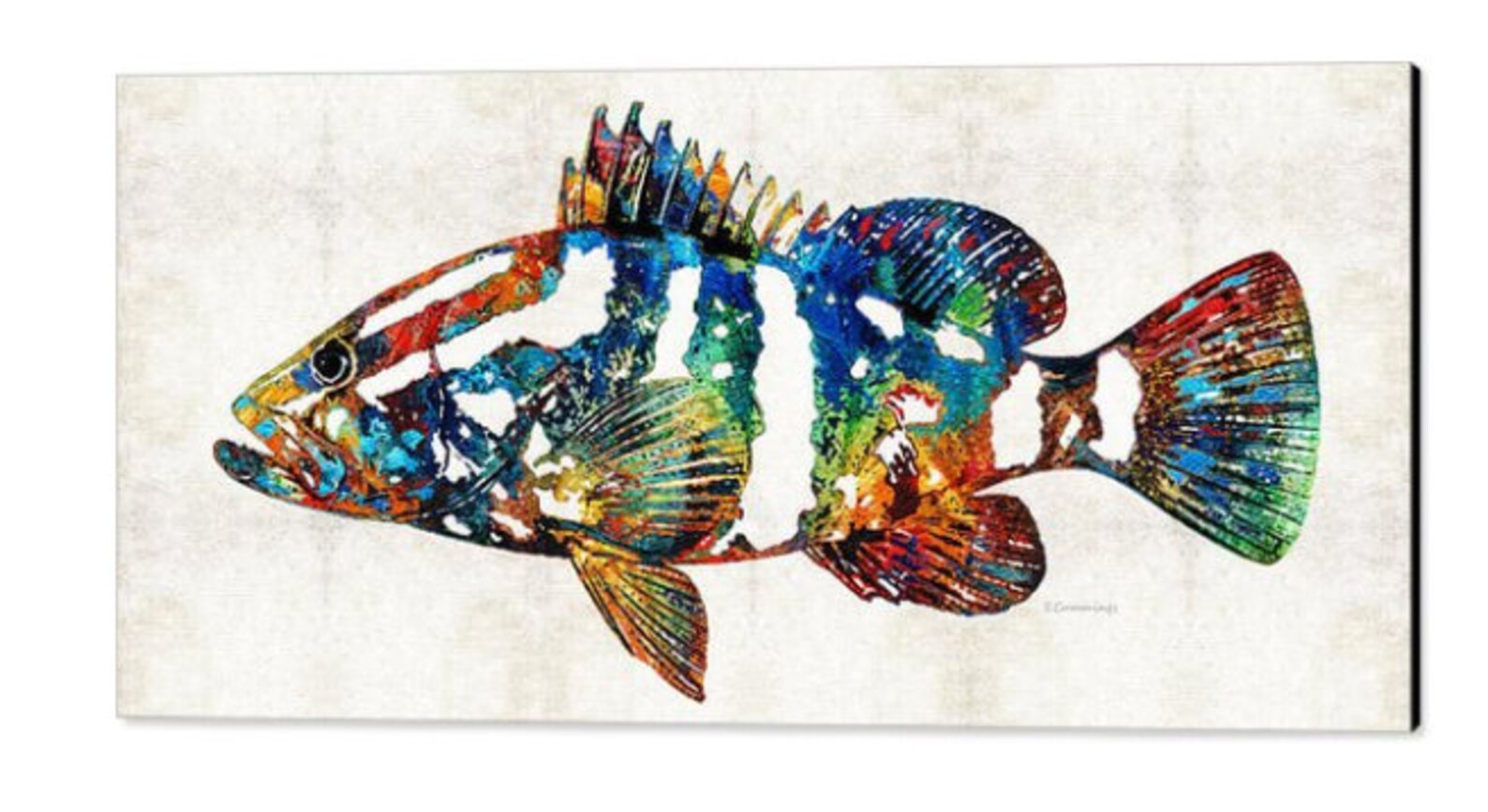 Grouper Fish Art Print From Painting Colorful Deep Sea Fishing - Etsy