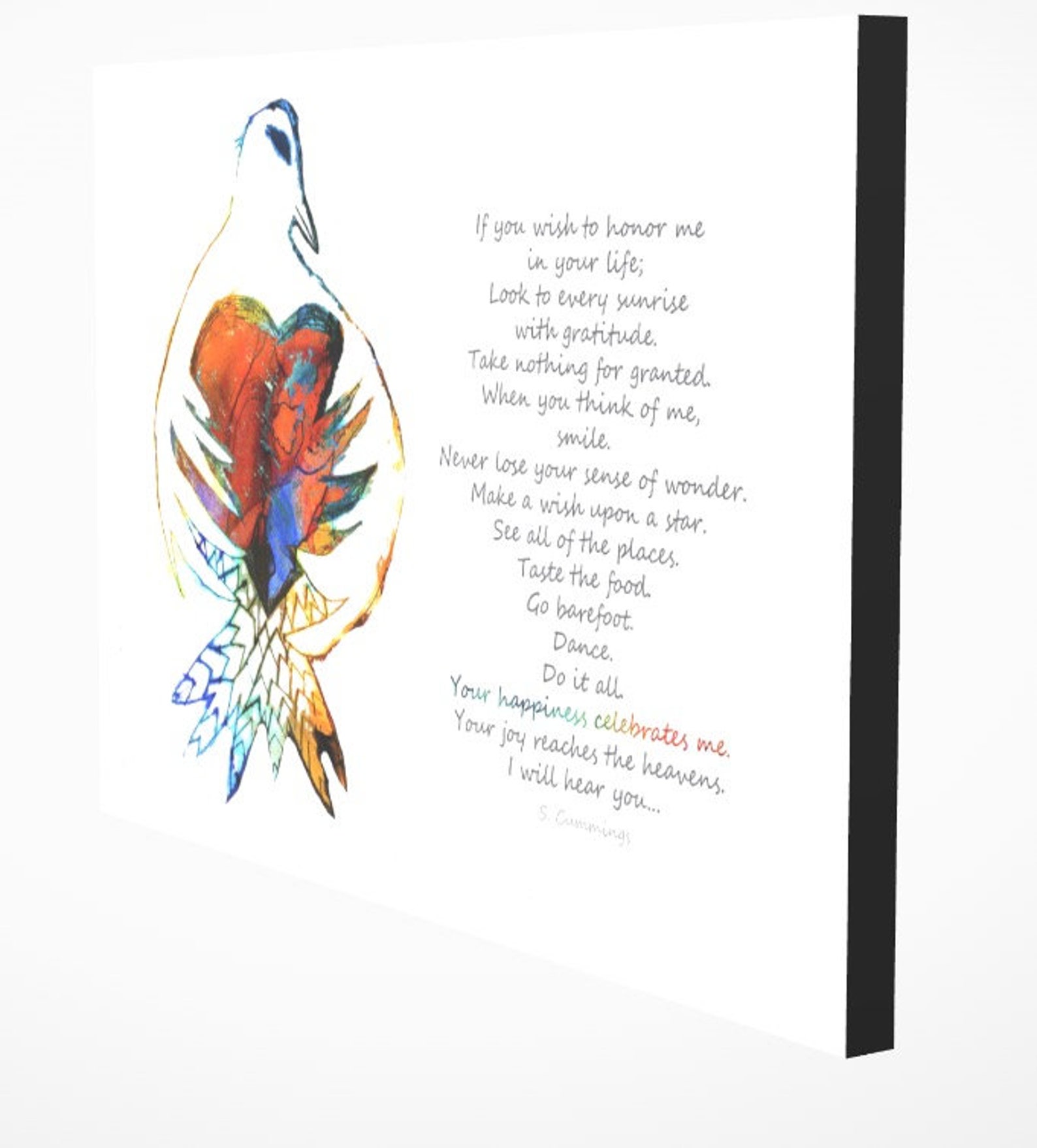 Colorful Bird White Dove Art Grief Comforting PRINT Celebration of Life ...