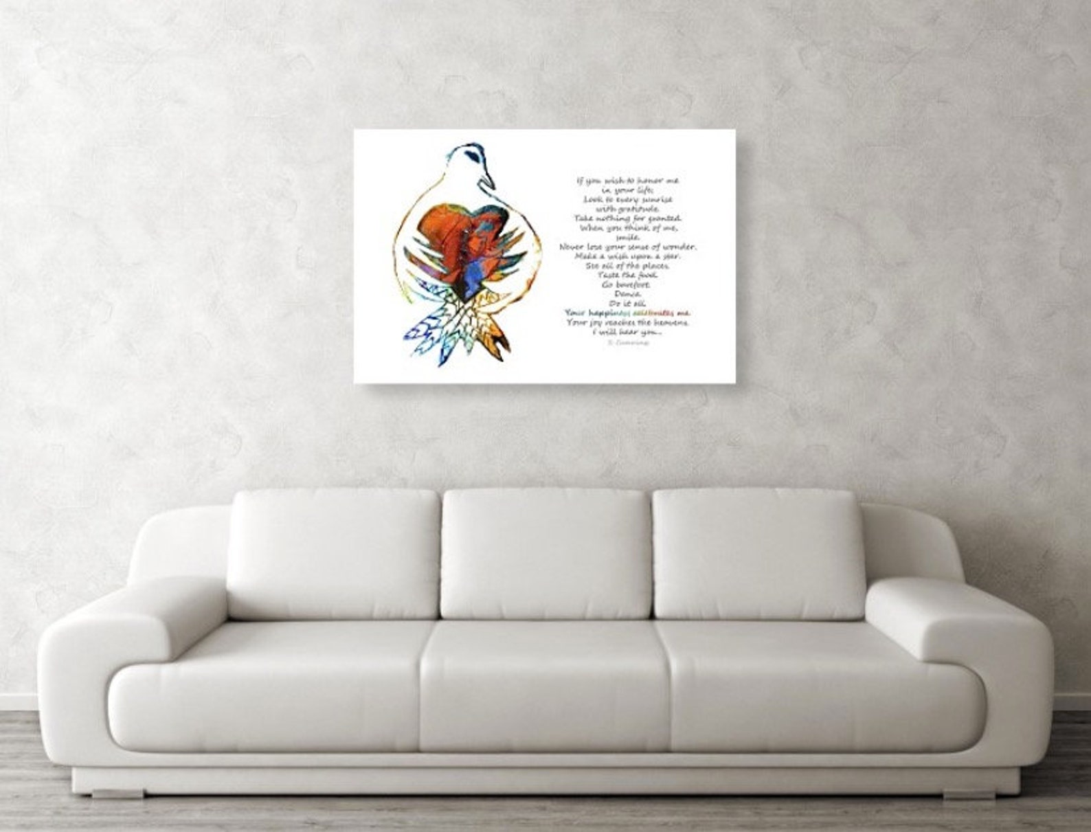 Colorful Bird White Dove Art Grief Comforting PRINT Celebration of Life ...