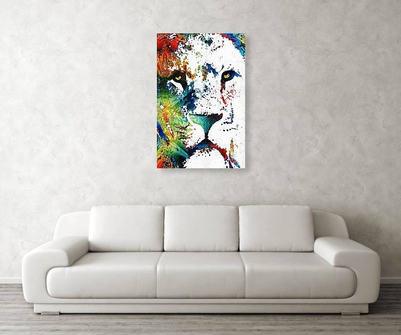 Lion Art Colorful Animal PRINT From Painting King Africa African CANVAS ...