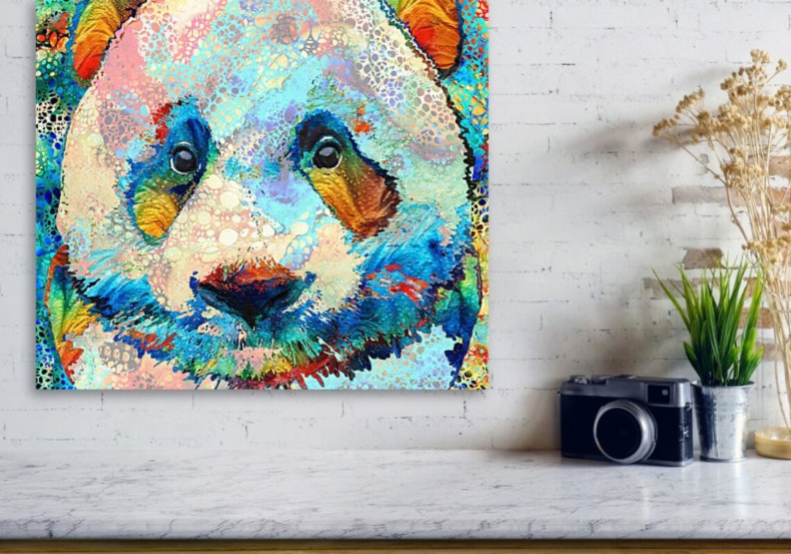 Colorful Panda Bear Animal Art PRINT From Painting Primary - Etsy